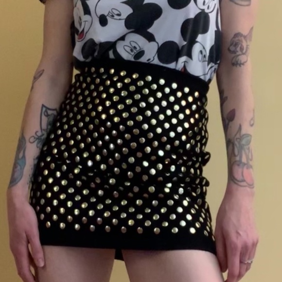 Skirts | Gold Studded Knit Mini Skirt Kelly Bundy Style Med | Poshmark
